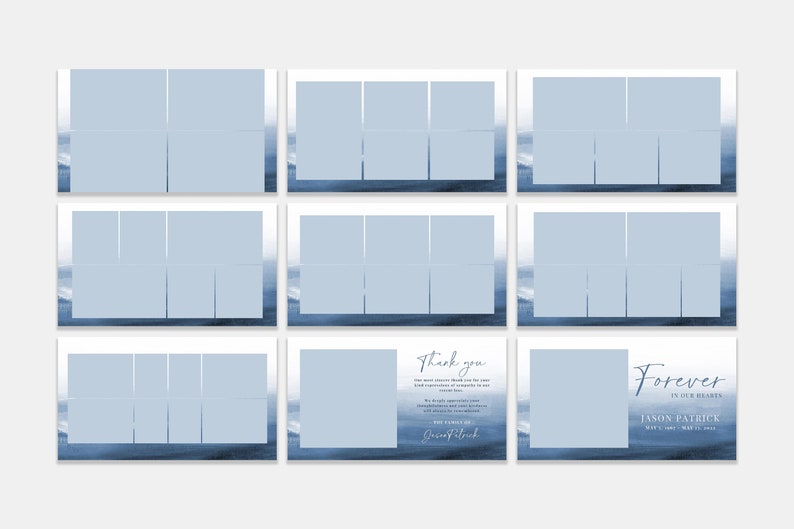 Blue Funeral Photo Slideshow Template for Male Memorial - Etsy