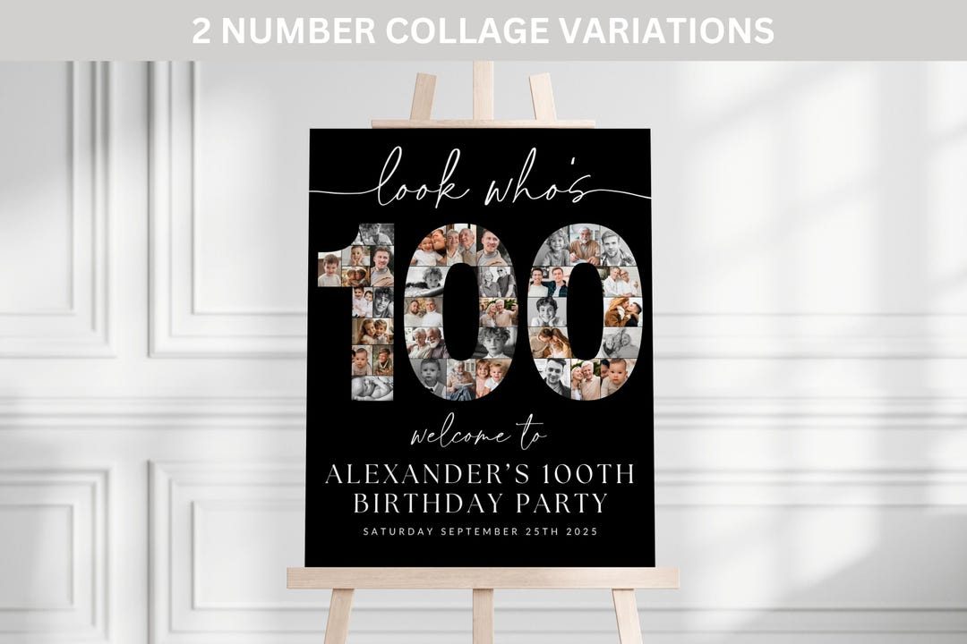 100th Birthday Photo Collage TEMPLATE, Look Who's 100, Customizable ...