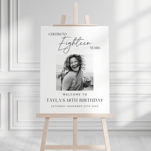 18th Birthday Photo Sign TEMPLATE, Cheers to 18 Years, Customizable ...