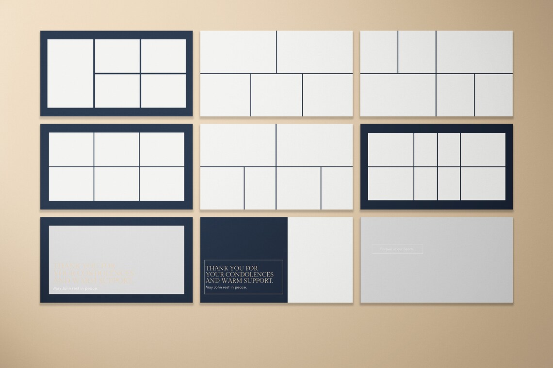 Navy Blue Funeral Photo Slideshow Template for Male, Memorial Video ...