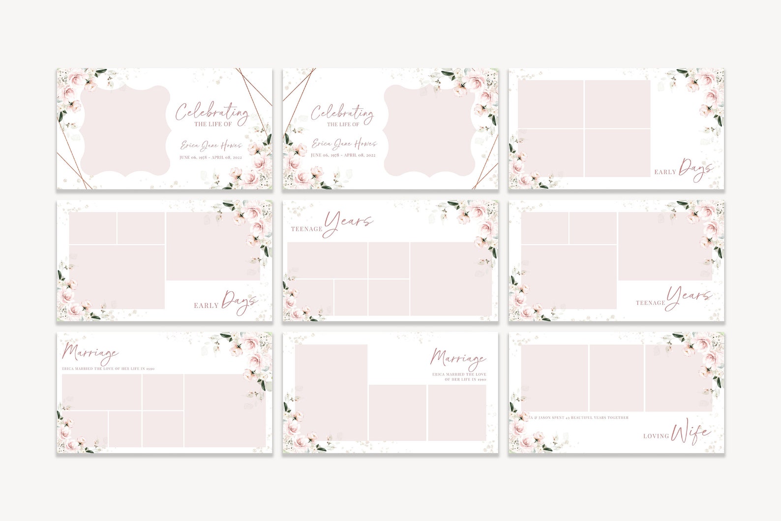 Pink Rose Funeral Slideshow TEMPLATE, Memorial Video for Woman ...