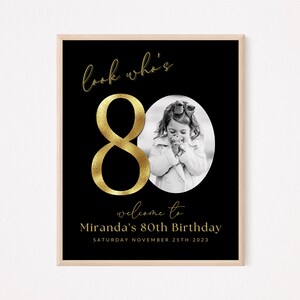 Black and Gold 80th Birthday Photo Collage TEMPLATE Black, Look Who's ...