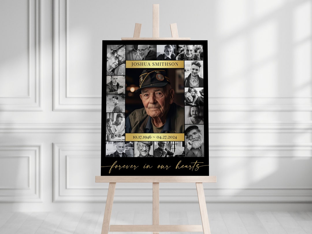 Black and Gold Celebration of Life Poster TEMPLATE, Funeral Photo ...