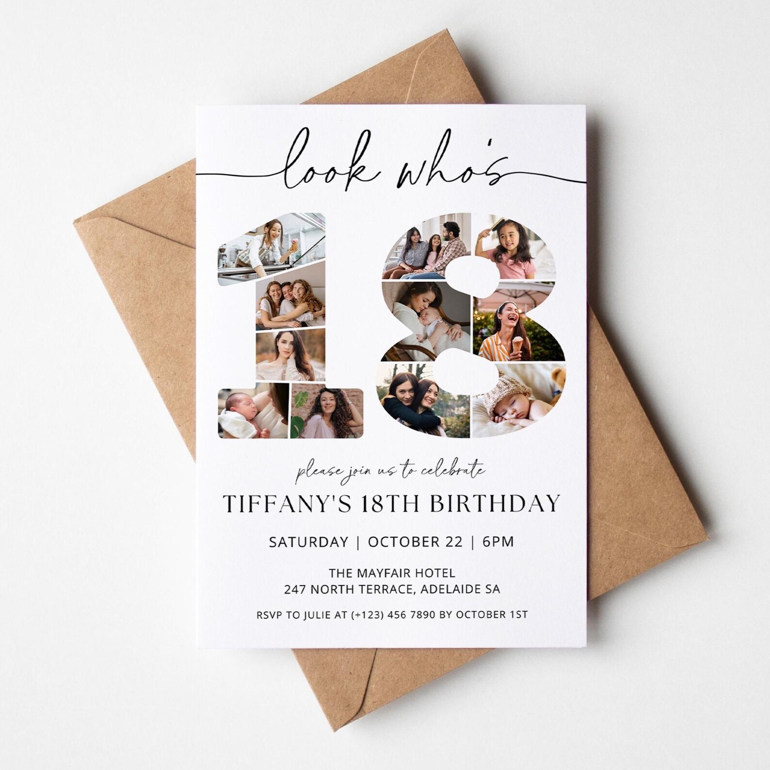 18th Birthday Invitation TEMPLATE With Photo Collage, Look Who's 18 ...