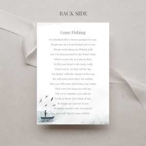 Fisherman Memorial Card Template for Men, Gone Fishing Poem Prayer Card ...