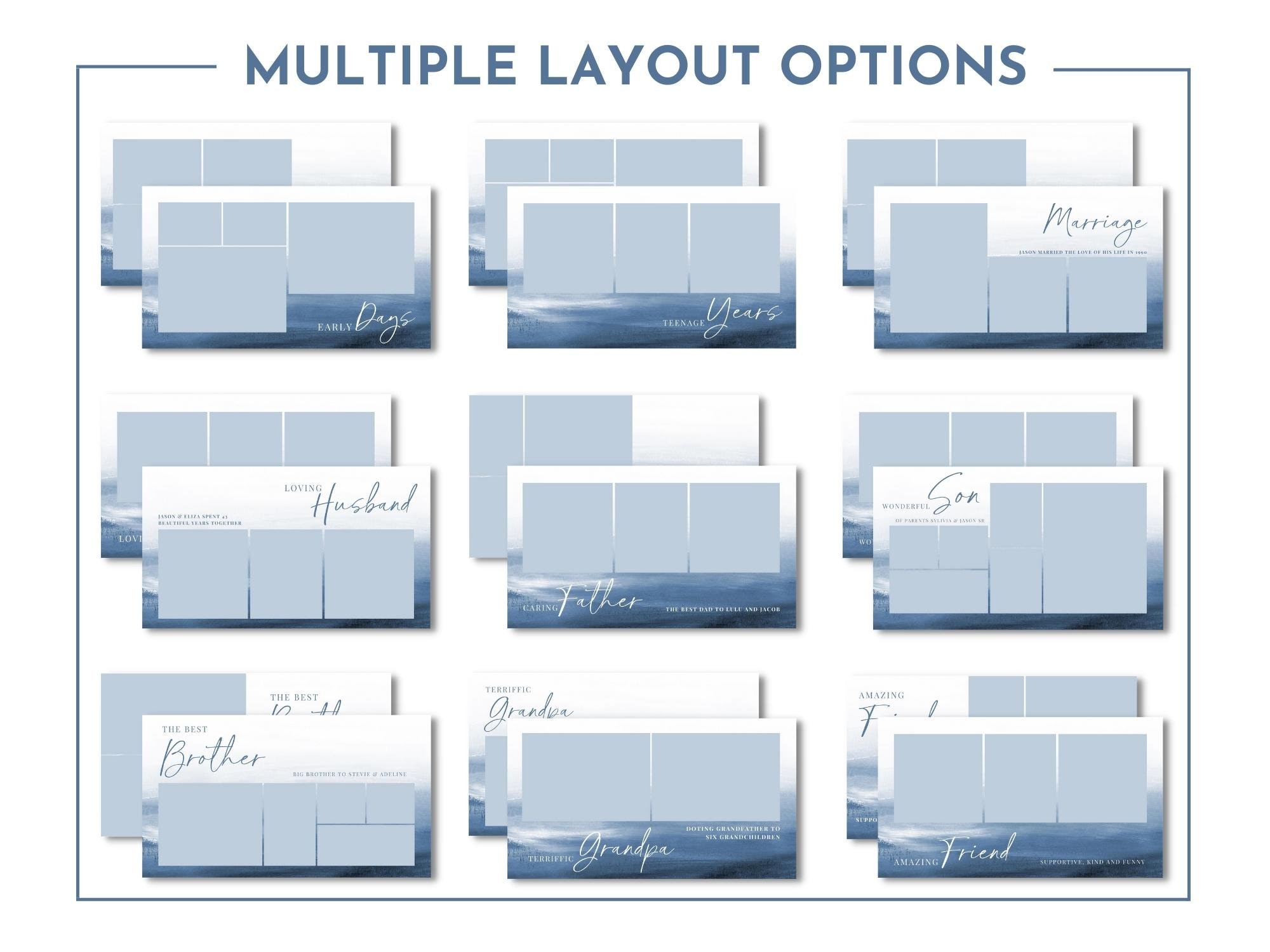 Blue Funeral Photo Slideshow Template for Male Memorial - Etsy