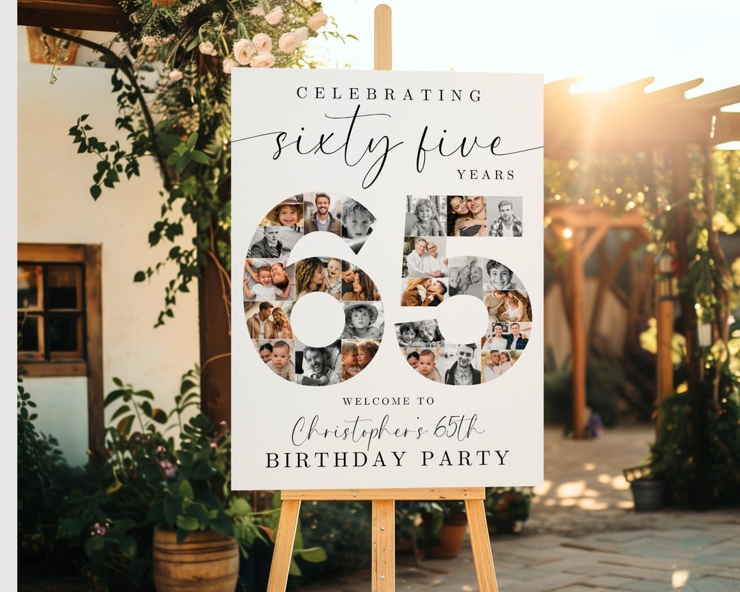 65th Birthday Photo Collage TEMPLATE, Celebrating 65 Years, Party ...