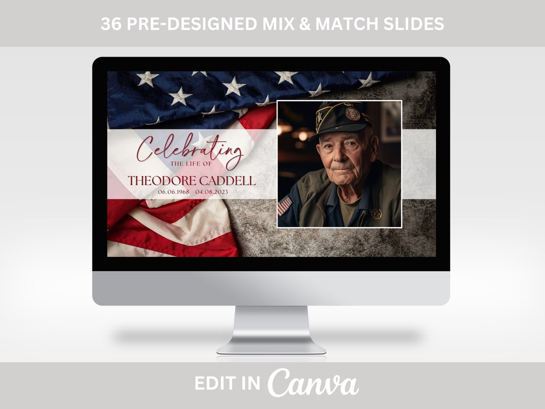 Funeral Photo Slideshow Template for Veteran, Military Memorial Video ...