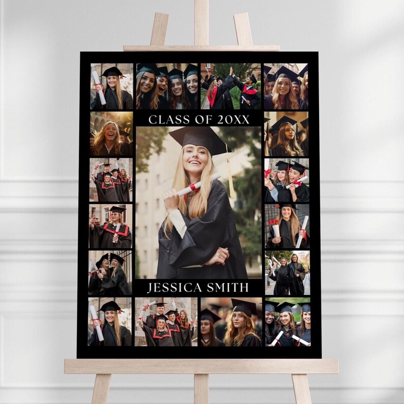 Graduation Photo Collage TEMPLATE Class of 2026, Personalized Gift for ...