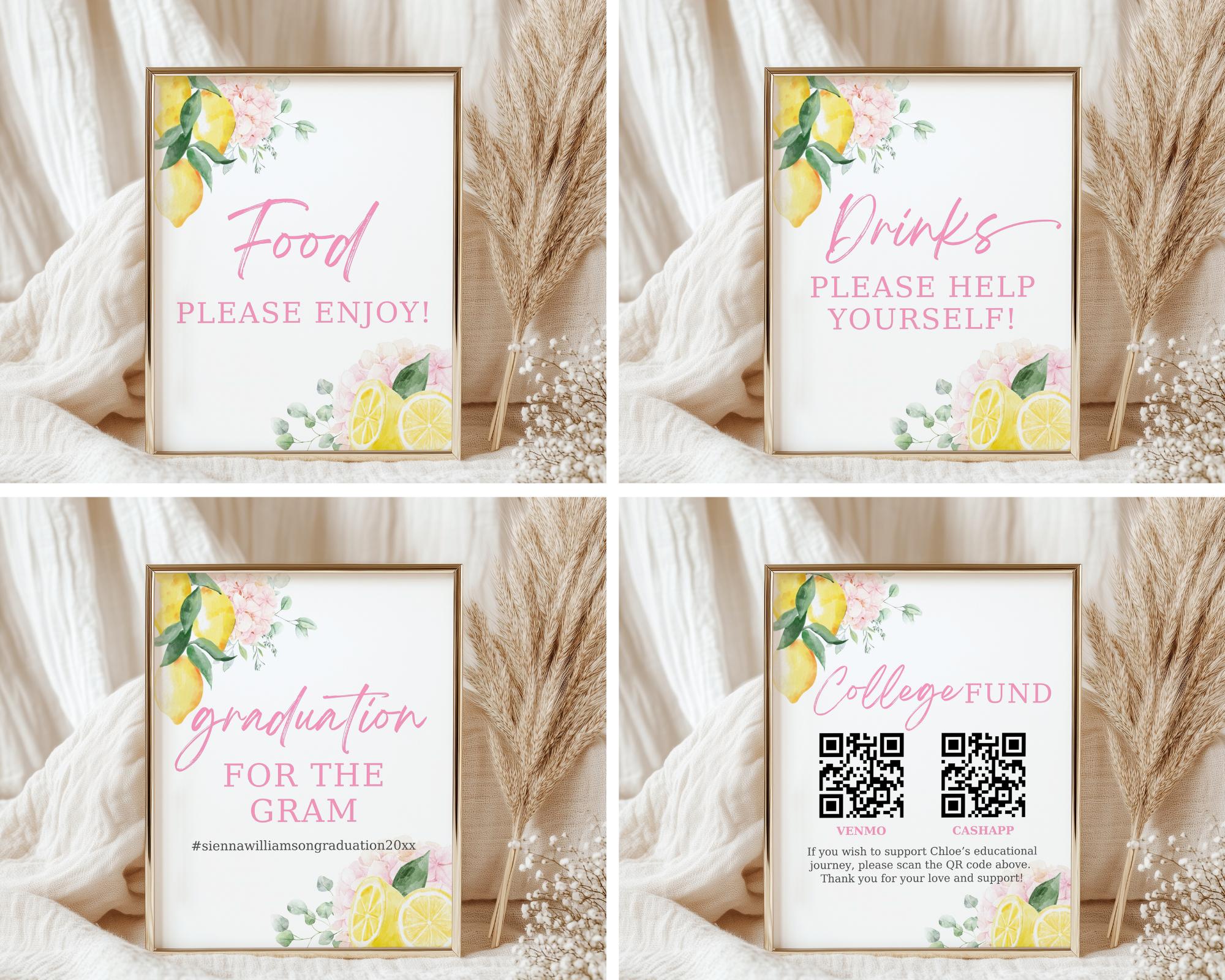 Graduation Party Signs Bundle, Freshly Graduated, Editable Grad Party ...
