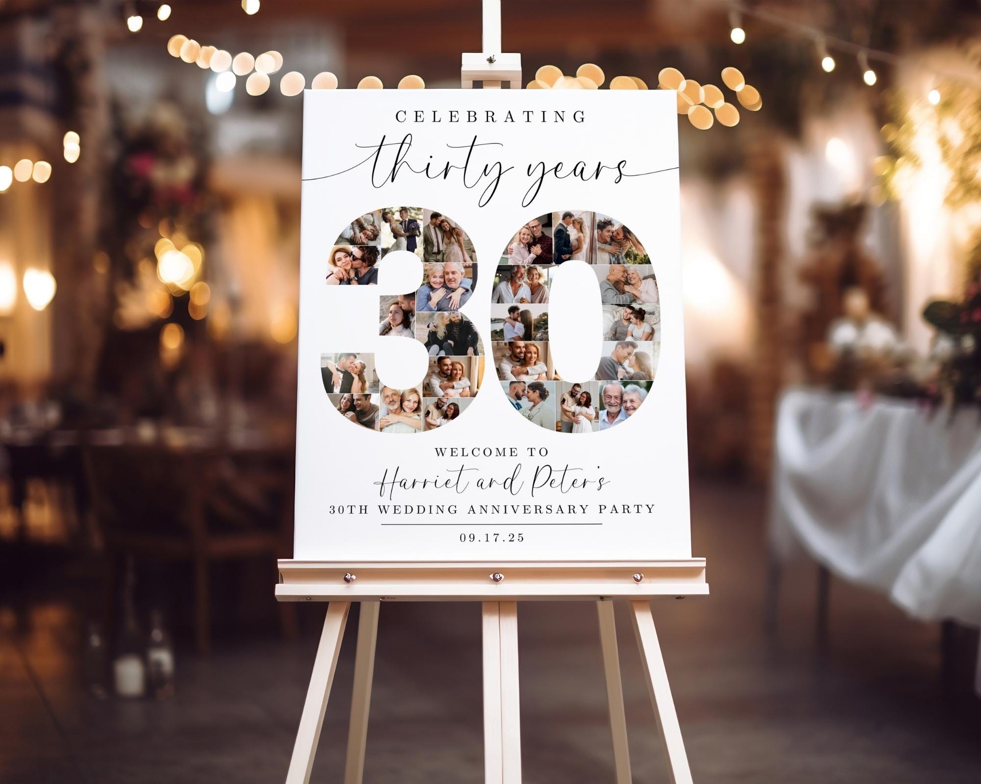 30th Anniversary Party Welcome Sign TEMPLATE, Photo Collage Board ...