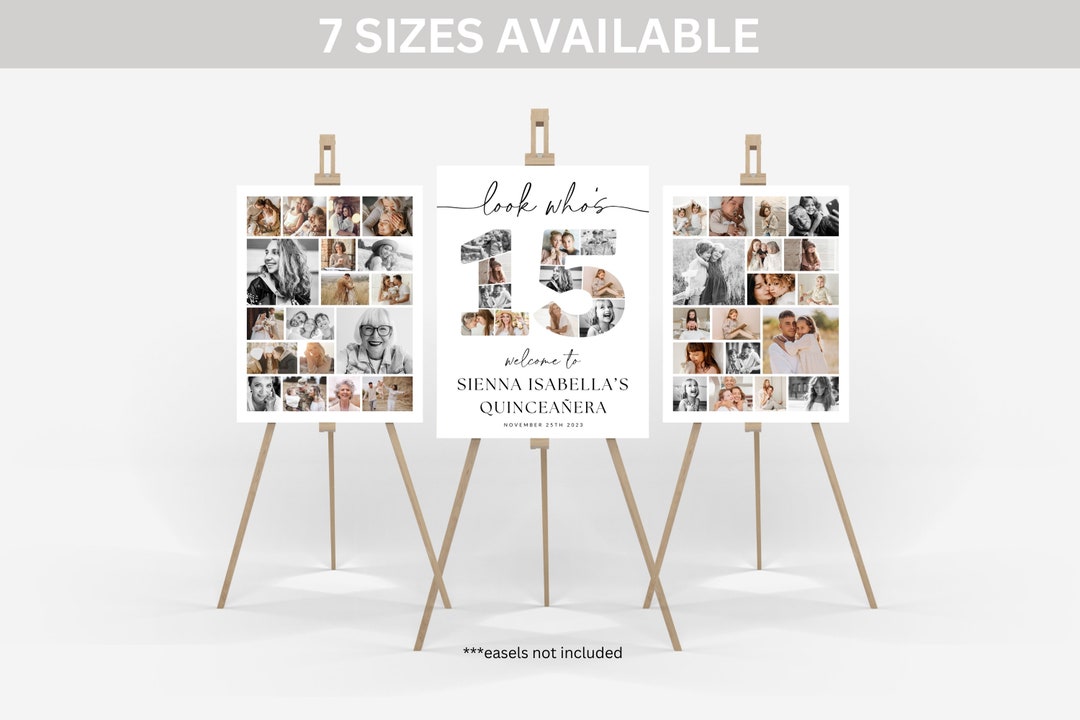 15th Quinceanera Birthday Photo Collage Poster Bundle TEMPLATE, Look ...
