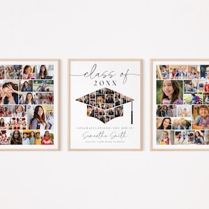 Graduation Photo Collage TEMPLATE Set, Class of 2026, Graduation Party ...