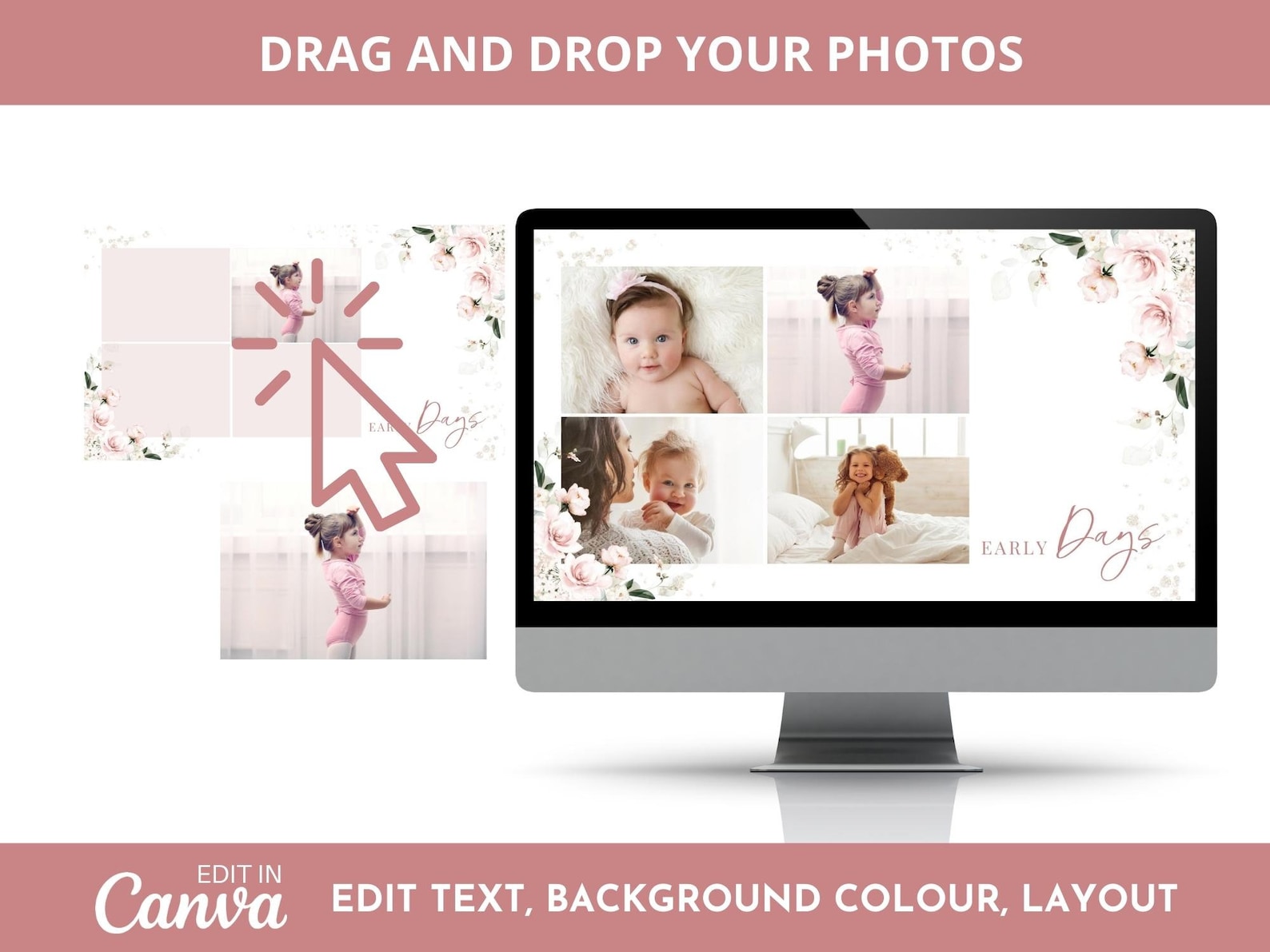 Pink Rose Funeral Slideshow TEMPLATE, Memorial Video for Woman ...