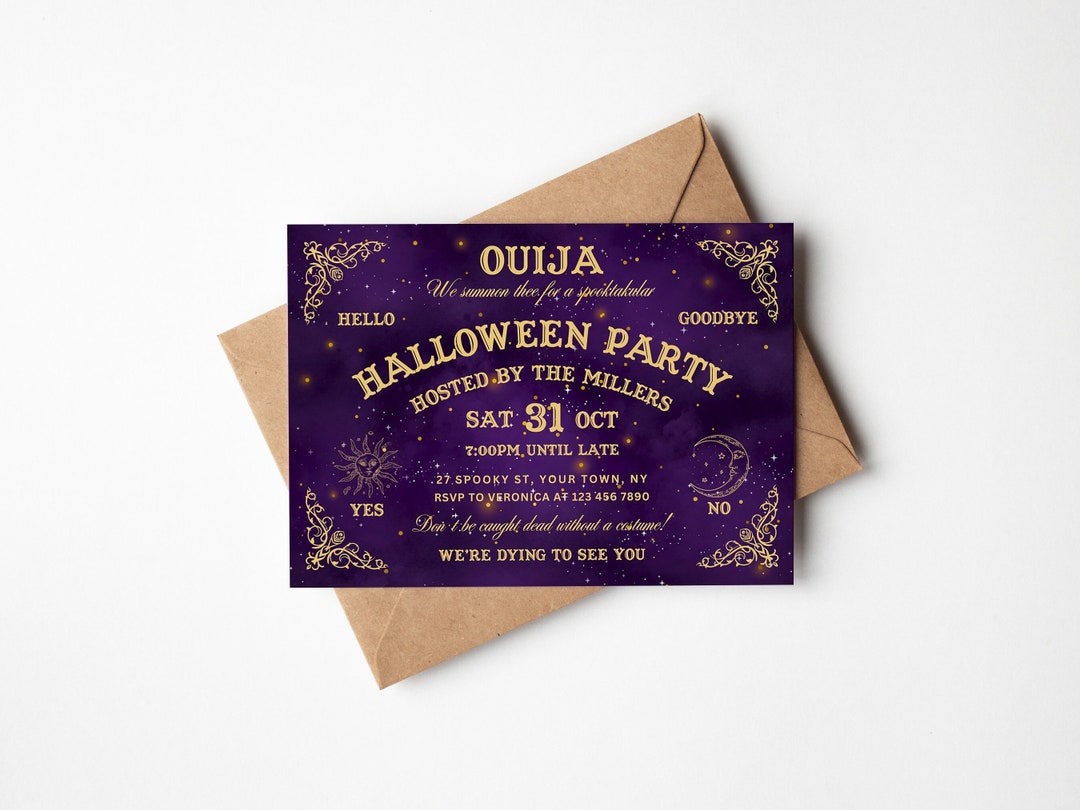Ouija Board Halloween Party Invitation TEMPLATE, Purple Halloween ...