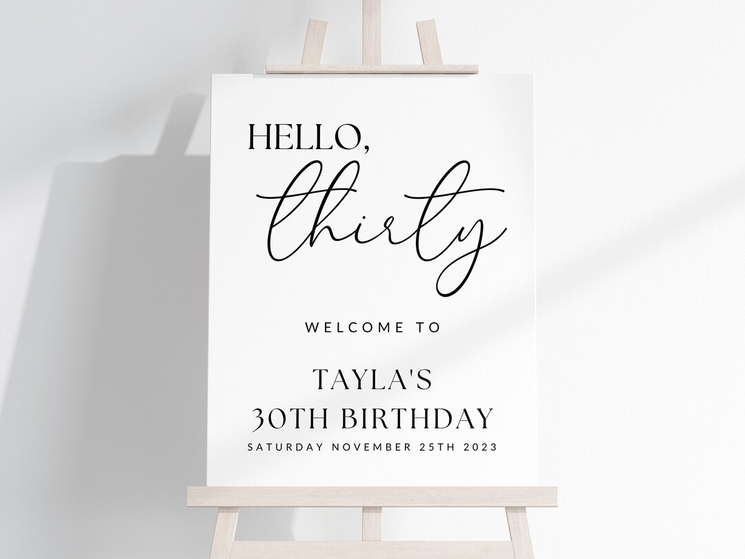 30th Birthday Photo Sign TEMPLATE Mimimalist, Hello 30, Customizable ...