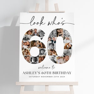 60th Birthday Photo Collage TEMPLATE, Look Who's 60, Party Welcome ...