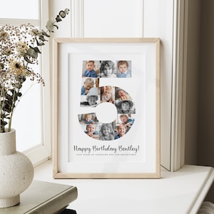 Number 5 Birthday Photo Collage TEMPLATE, Personalized 5th Birthday ...