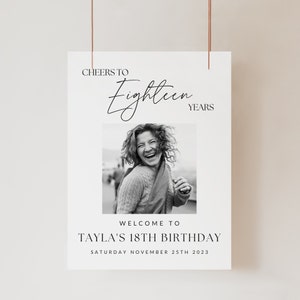 18th Birthday Photo Sign TEMPLATE, Cheers to 18 Years, Customizable ...
