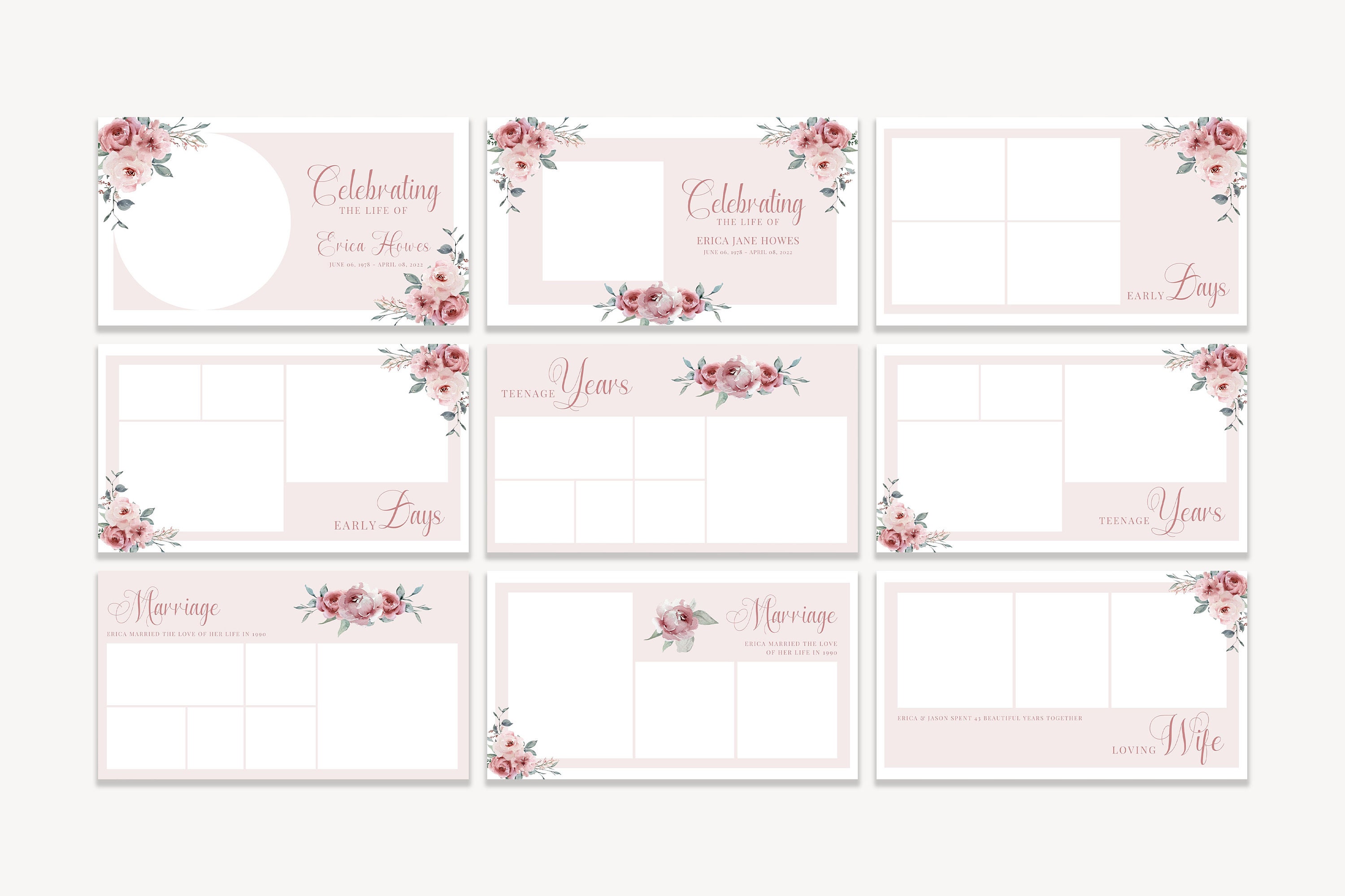 Pink Rose Funeral Slideshow TEMPLATE, Memorial Video for Woman ...