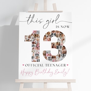 13th Birthday Photo Collage Poster TEMPLATE, This Girl is 13 Official ...