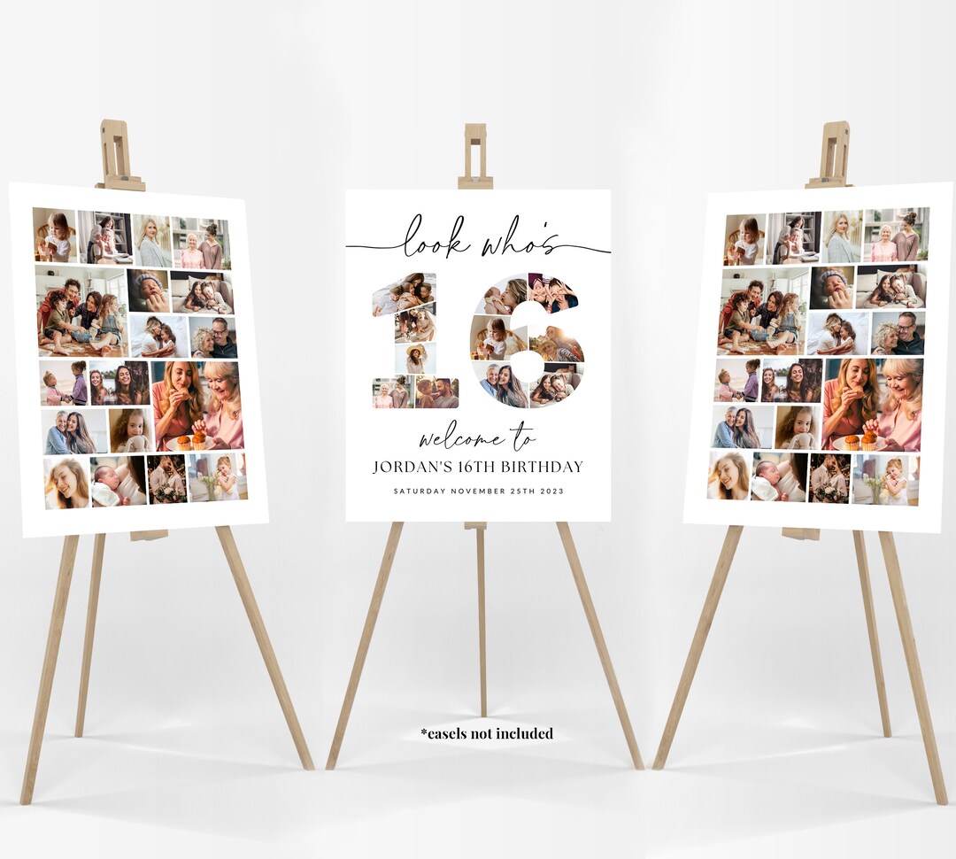 16th Birthday Photo Collage Poster Bundle TEMPLATE, Look Who's 16 ...