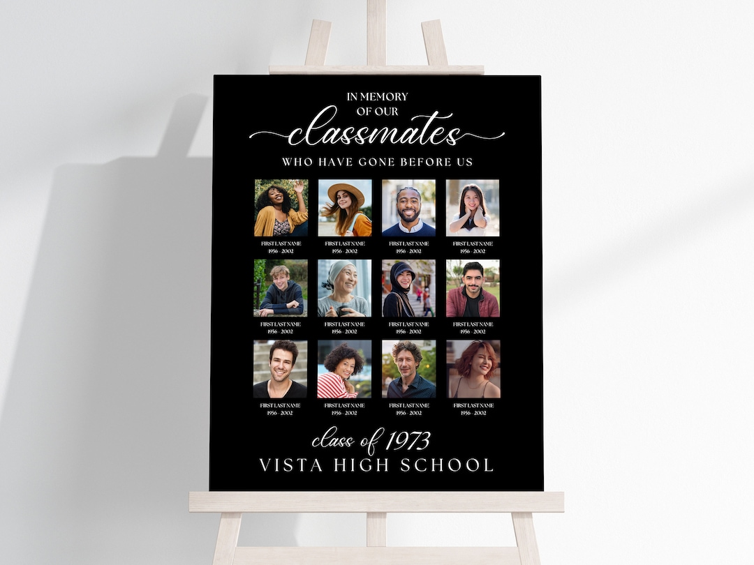 Customizable Class Reunion Memorial Poster Template to Honor Deceased ...