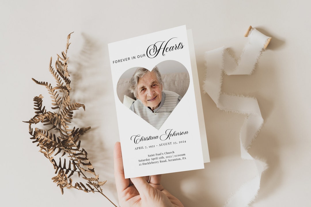 Heart Funeral Program Template Forever in Our Hearts 4 Page - Etsy