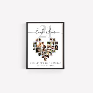 21st Birthday Photo Collage TEMPLATE, Look Who's 21, Heart Collage ...
