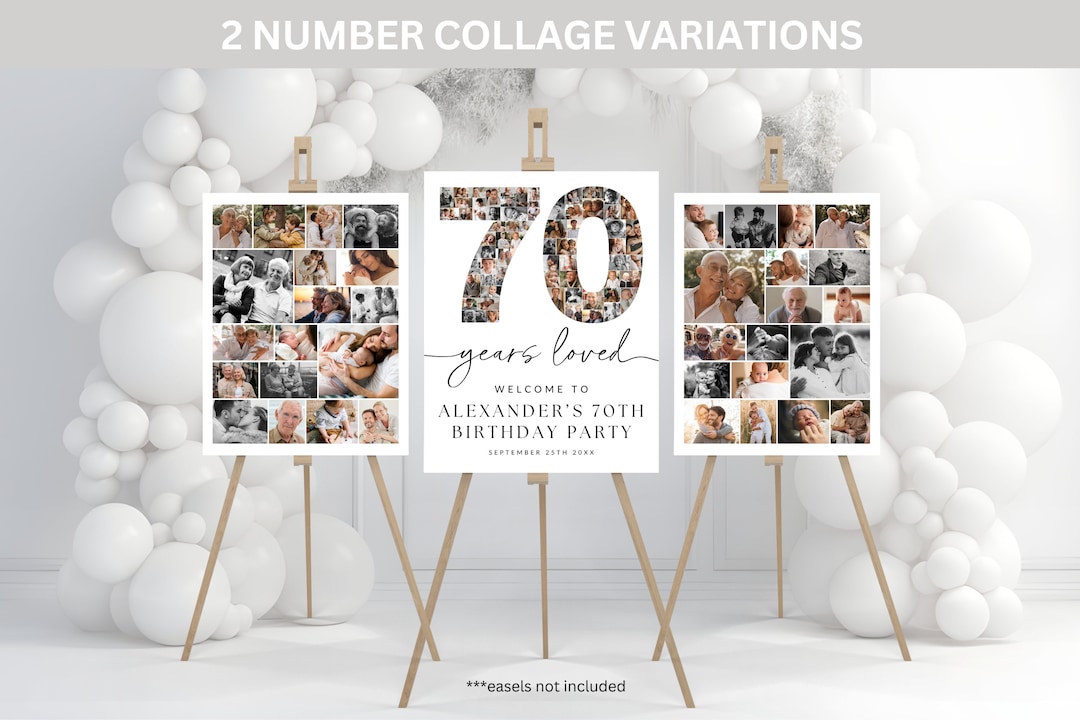 70 Years Loved Birthday Photo Collage Poster TEMPLATE Set, 70th ...