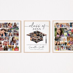 Graduation Photo Collage TEMPLATE Set, Class of 2026, Graduation Party ...