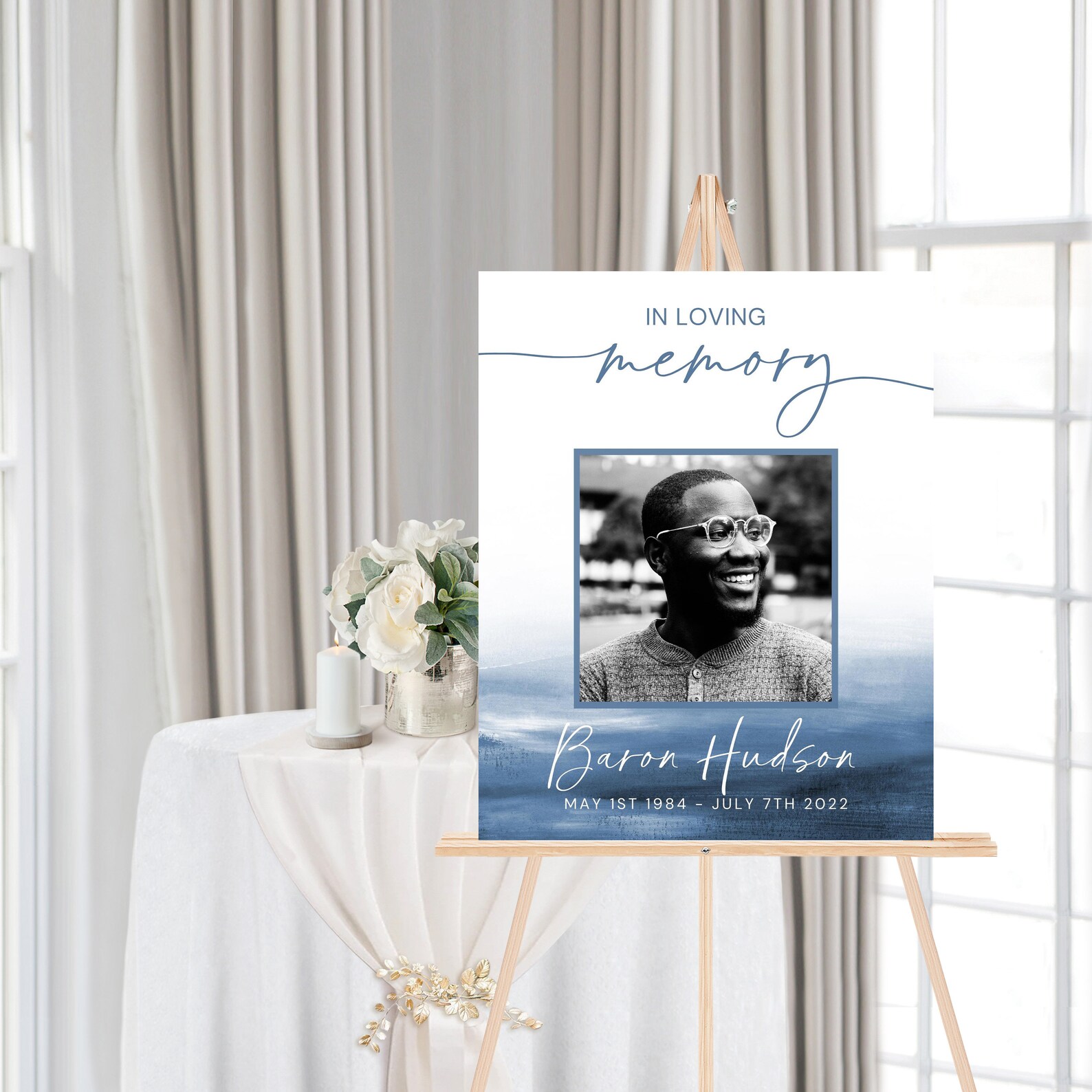 Blue Celebration of Life Welcome Sign Template for Man, in Loving ...