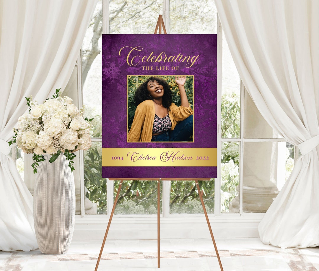 Fuchsia Celebration of Life Sign TEMPLATE Funeral Photo - Etsy
