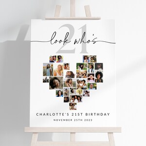 21st Birthday Photo Collage TEMPLATE, Look Who's 21, Heart Collage ...