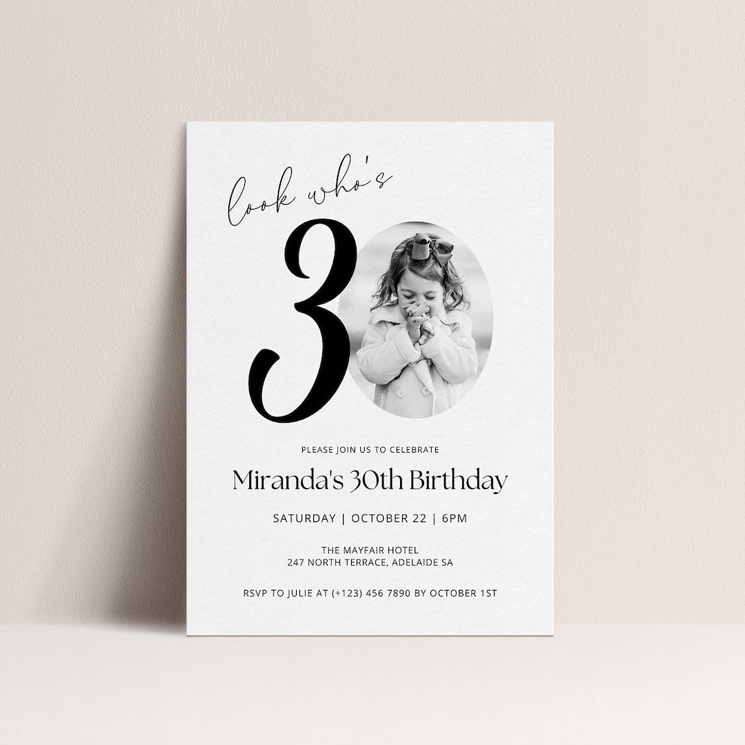 30th Birthday Invitation TEMPLATE, Look Who's 30, Photo 30th Birthday ...