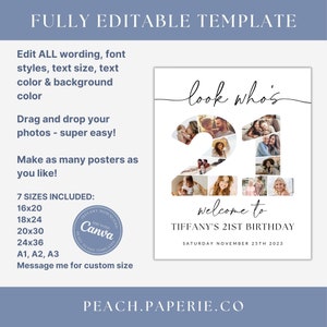 21st Birthday Photo Collage Poster Bundle TEMPLATE, Look Who's 21 ...