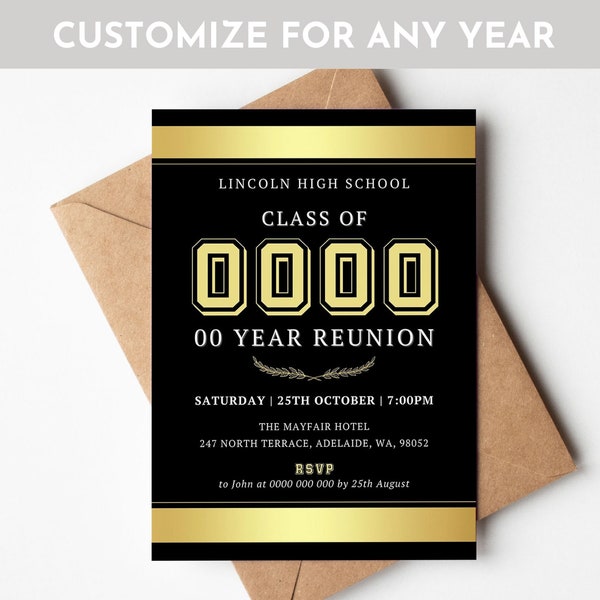 Black and Gold 50th Class Reunion - Etsy