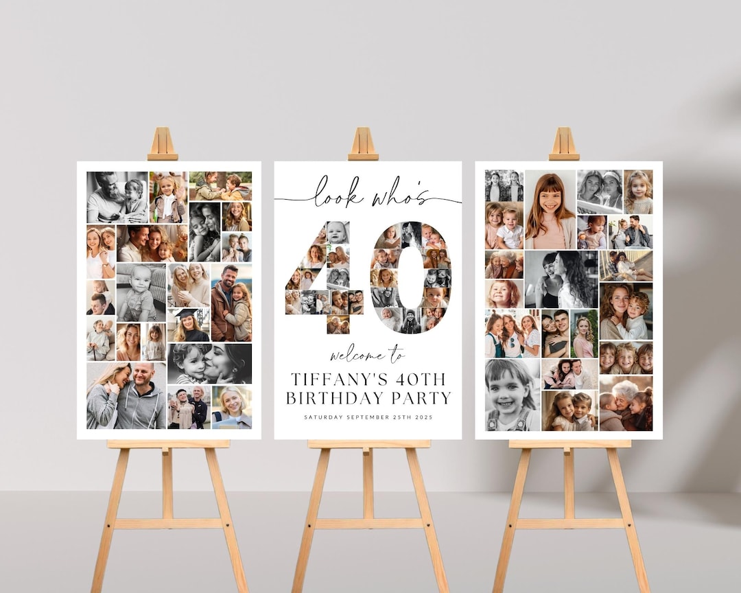 40th Birthday Photo Collage Poster Bundle TEMPLATE, Look Who's 40 ...