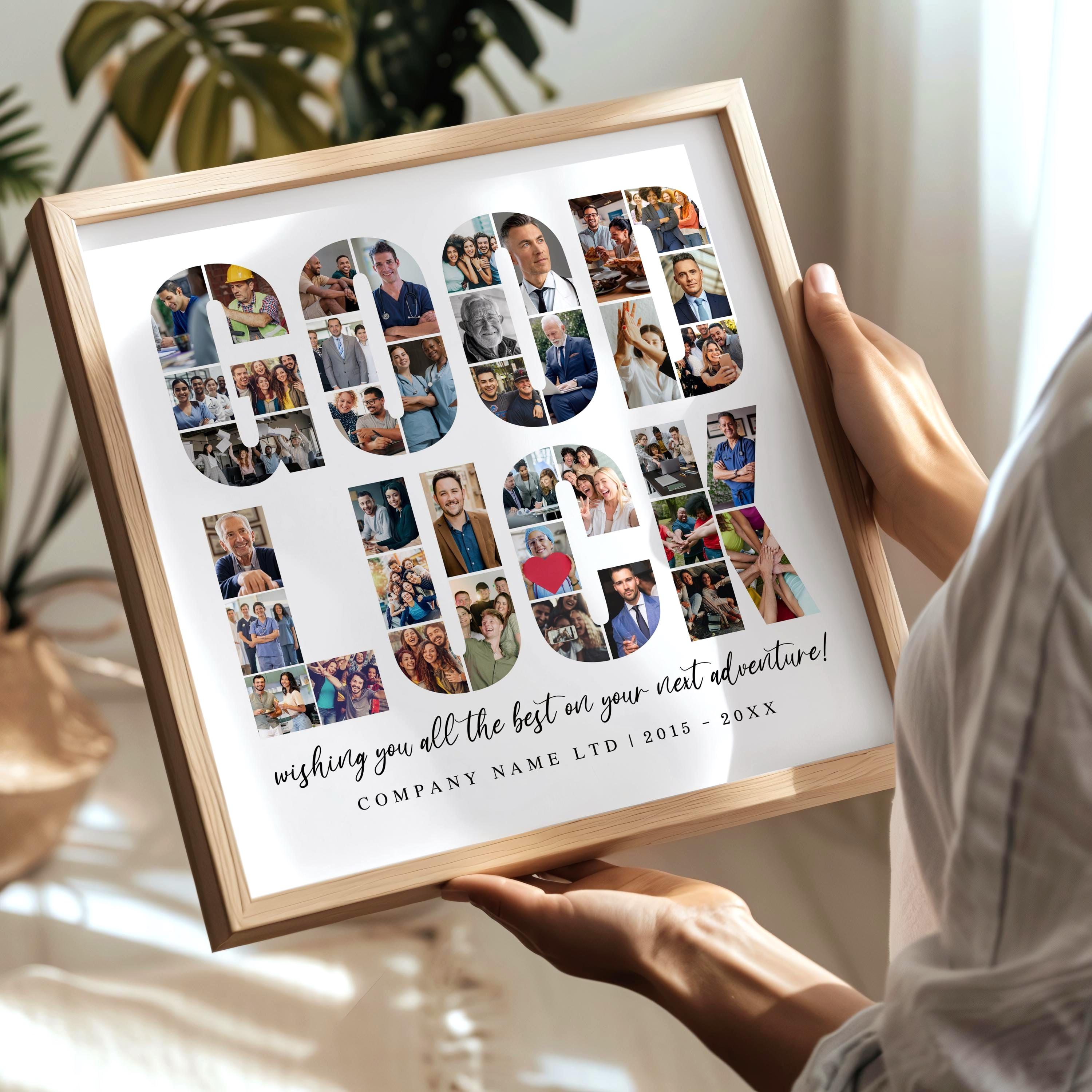 Good Luck Photo Collage TEMPLATE, Personalized Goodbye Going Away Gift ...