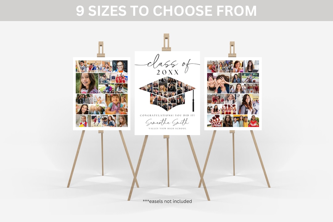 Graduation Photo Collage TEMPLATE Set, Class of 2026, Graduation Party ...