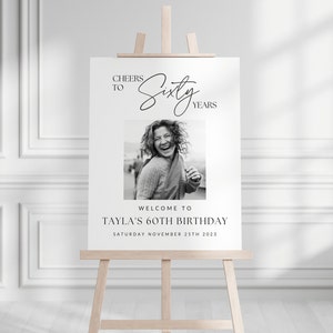 60th Birthday Photo Sign TEMPLATE, Cheers to Sixty Years, Customizable ...