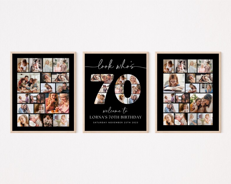 70th Birthday Photo Collage Poster Bundle TEMPLATE, Look Who's 70 ...