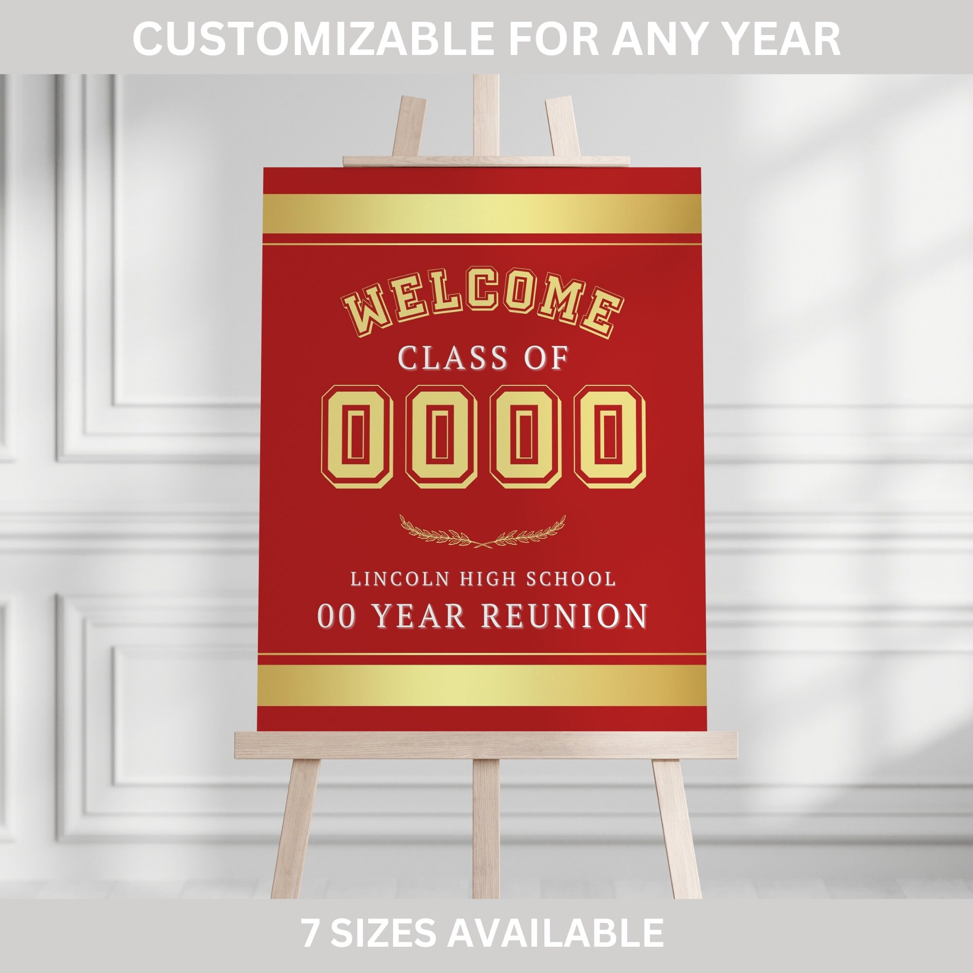 Class Reunion Welcome Poster TEMPLATE, Red and Gold, School Reunion ...