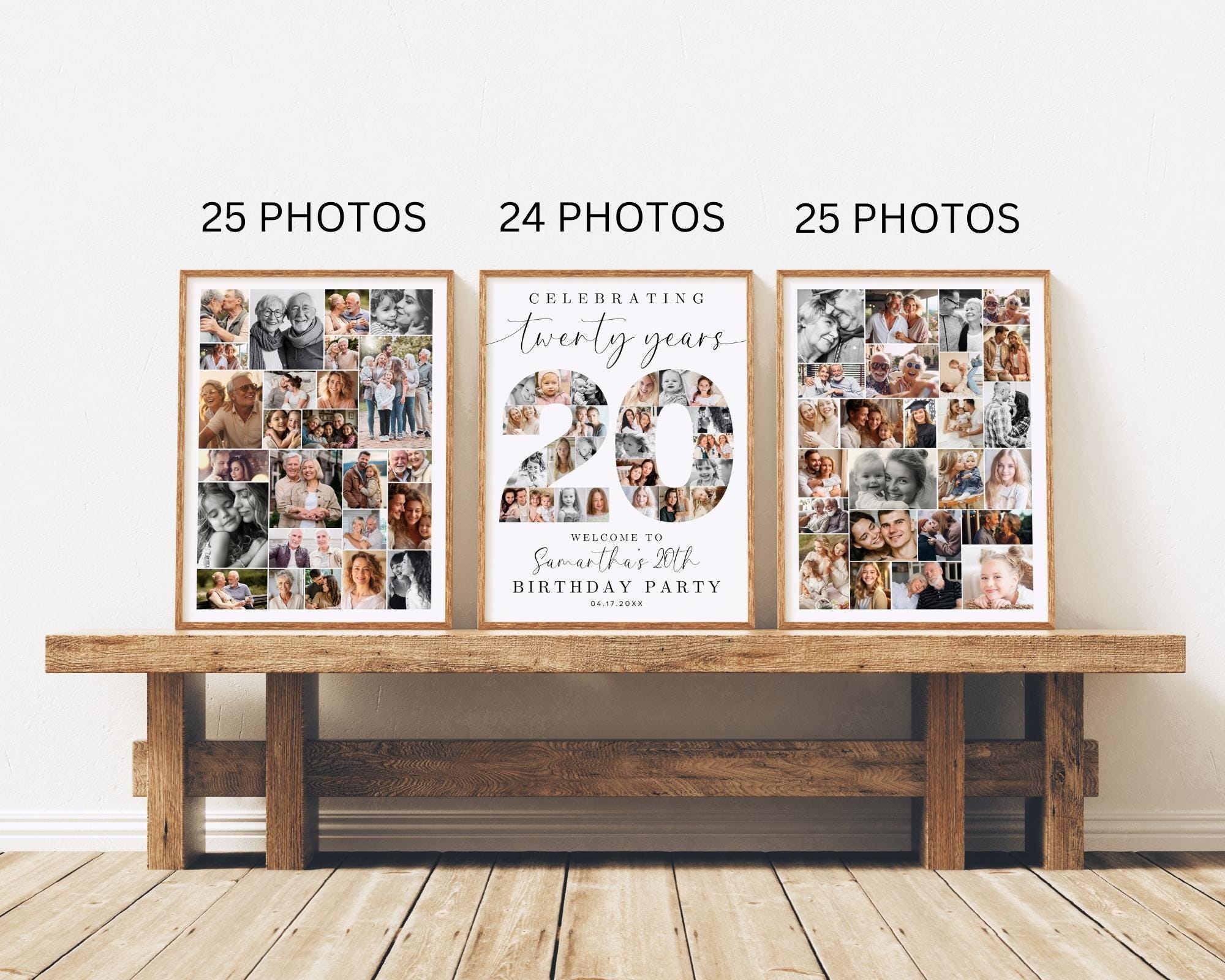 20th Birthday Photo Collage Poster Bundle TEMPLATE Set, Celebrating 20 ...