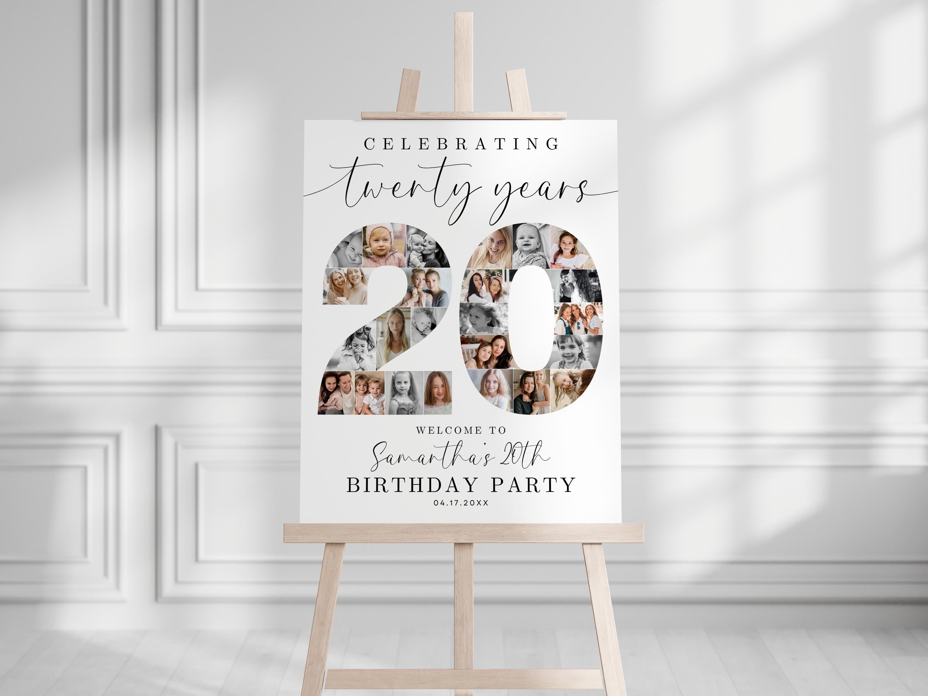 20th Birthday Photo Collage TEMPLATE, Celebrating 20 Years, Party ...