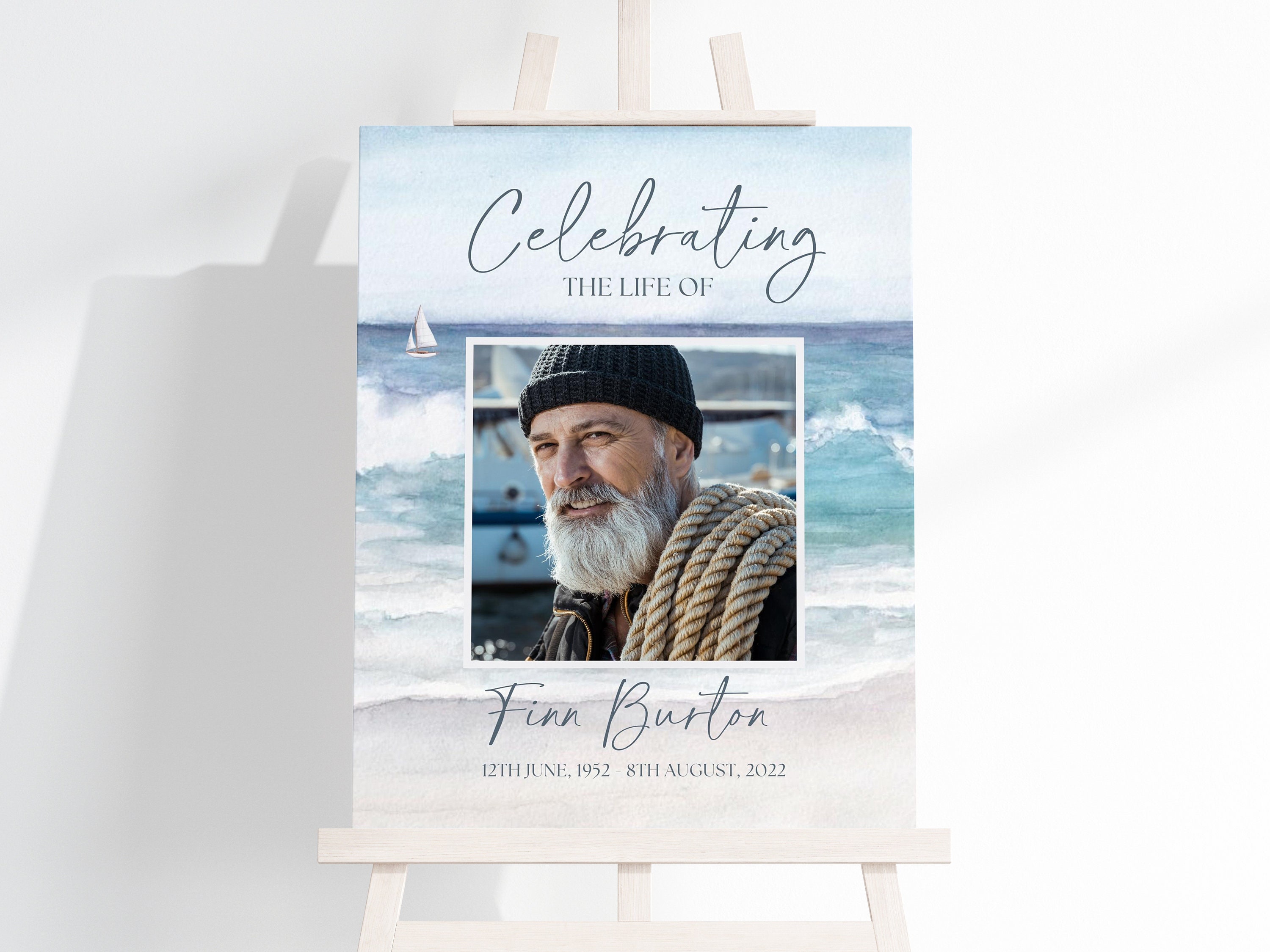 Beach Ocean Memorial Poster Template Bundle, Fisherman Celebration of ...