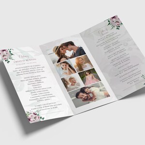 Trifold Funeral Program TEMPLATE for Women Mauve Celebration - Etsy