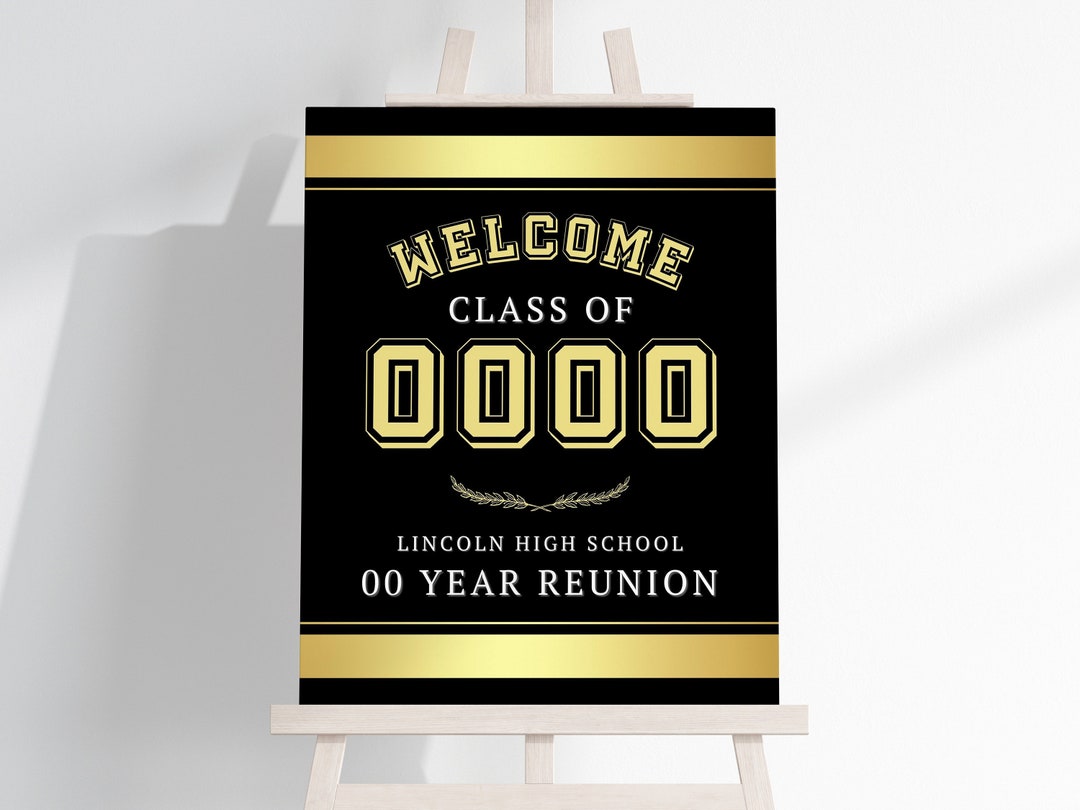 Class Reunion Welcome Poster TEMPLATE, Black and Gold, School Reunion ...
