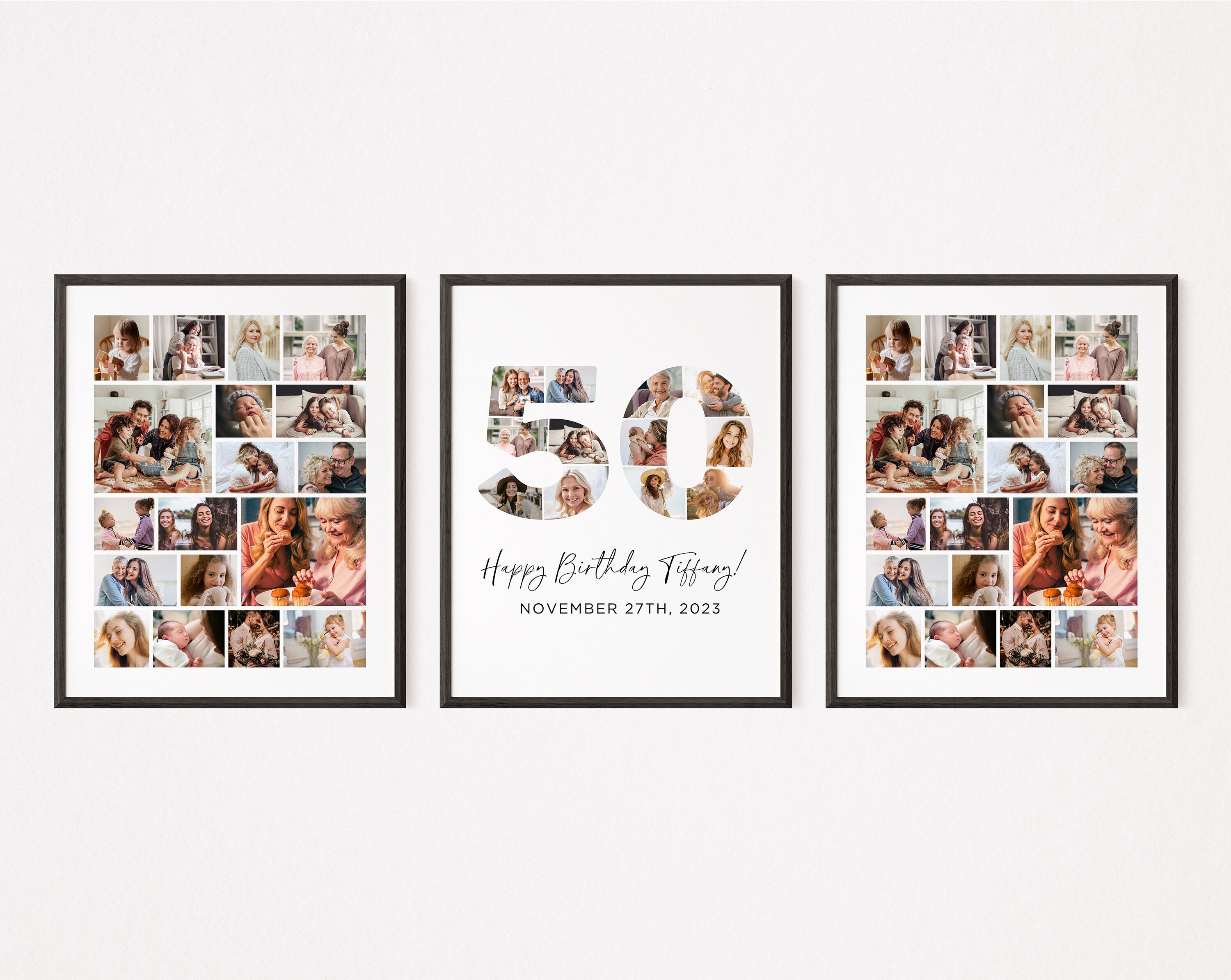 50th Birthday Photo Collage Poster Bundle TEMPLATE - Etsy