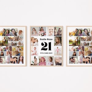 21st Birthday Photo Collage Poster Bundle TEMPLATE, Customizable Photo ...